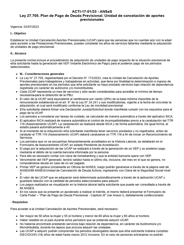 ANSES ACTI-17!01!23 - ANSeS Ley 27.705. Plan de Pago de Deuda Previsional | PDF | Economias ...