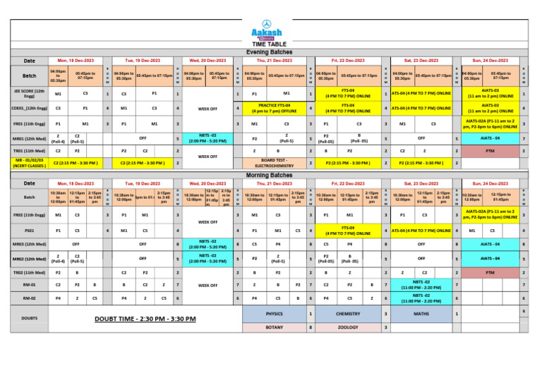 Time Table 18 Dec To 24 Dec 2023 Med Engg Pdf