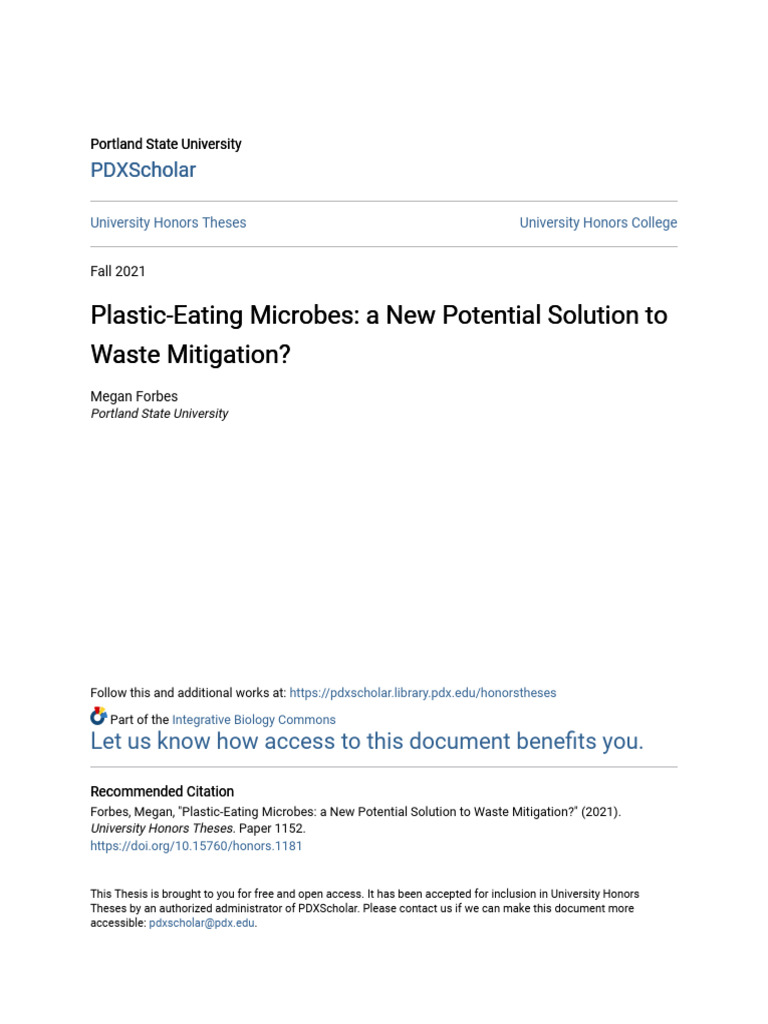 Plastic-Eating Microbes for Waste Mitigation | PDF | Plastic ...