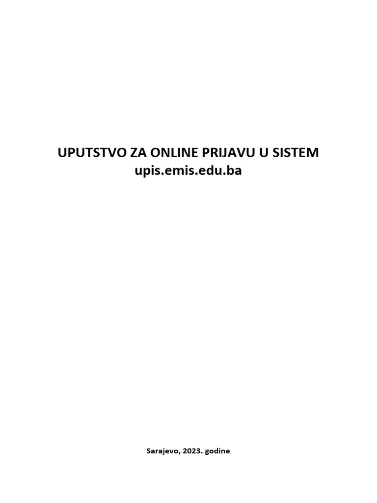 Uputstvo - Prijava Na Sistem 2023 | PDF