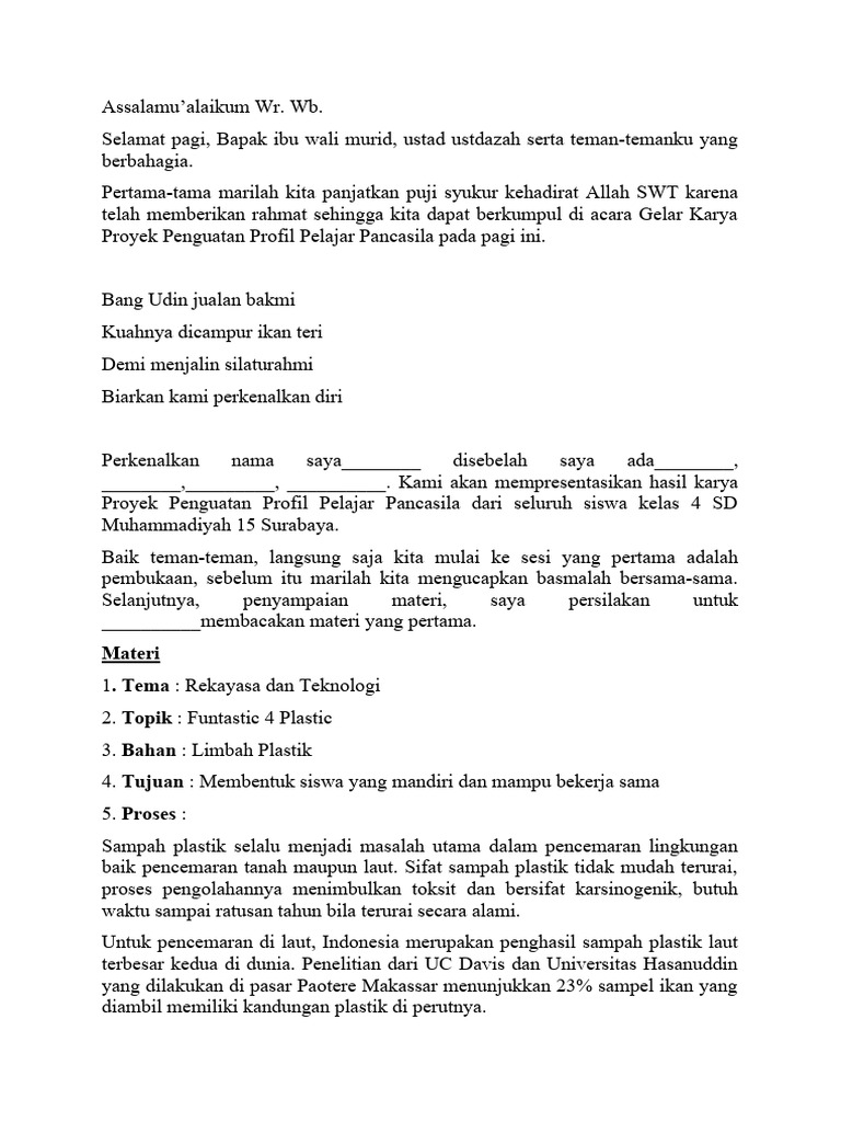 Teks Presentasi P5 Anak Anak | PDF | Karier & Perkembangan | Kesehatan Holistik