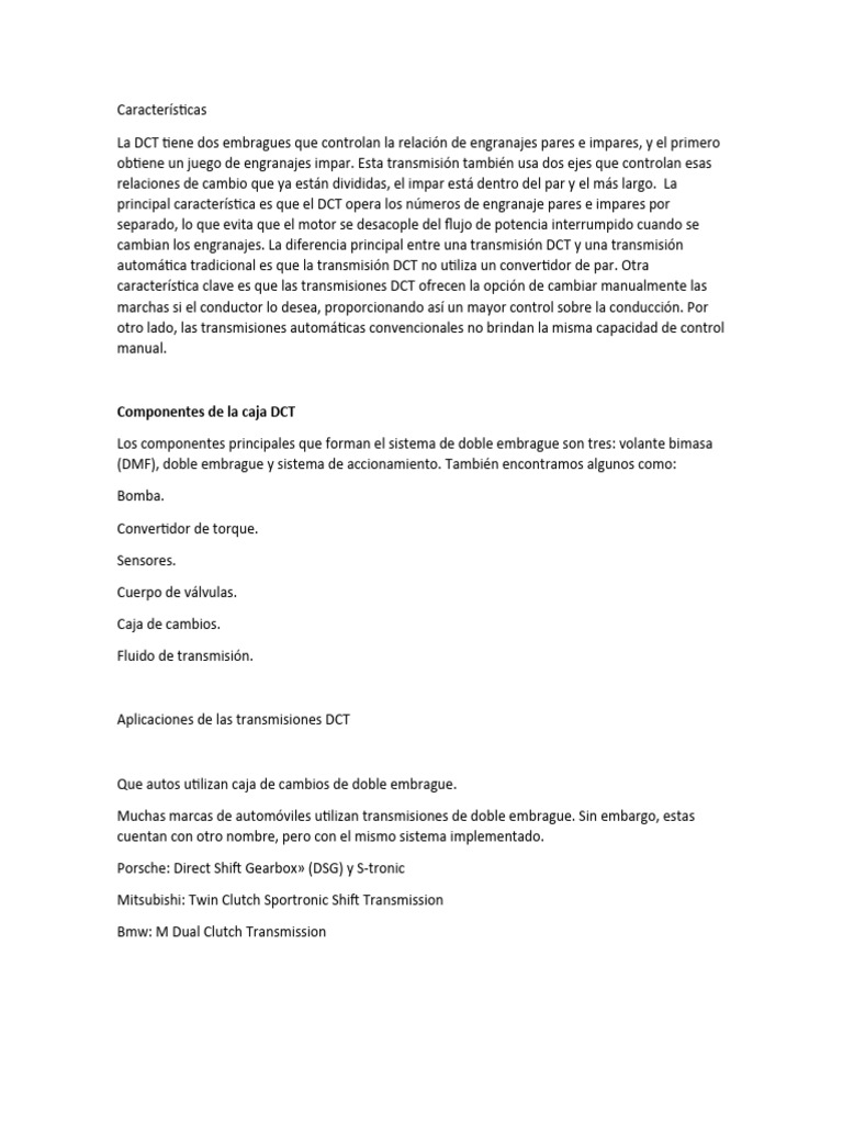 Componentes de La Caja DCT | PDF