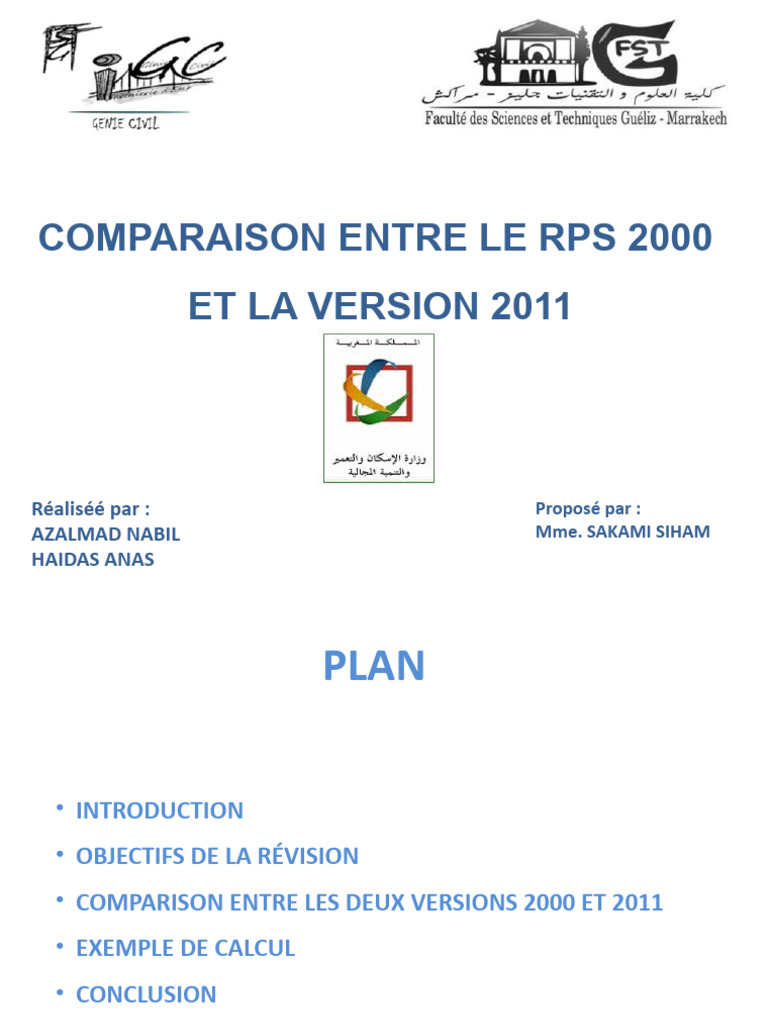 Exposé COMPARAISON ENTRE LE RPS 2000 ET LA VERSION 2011 - AZALMAD Nabil ...