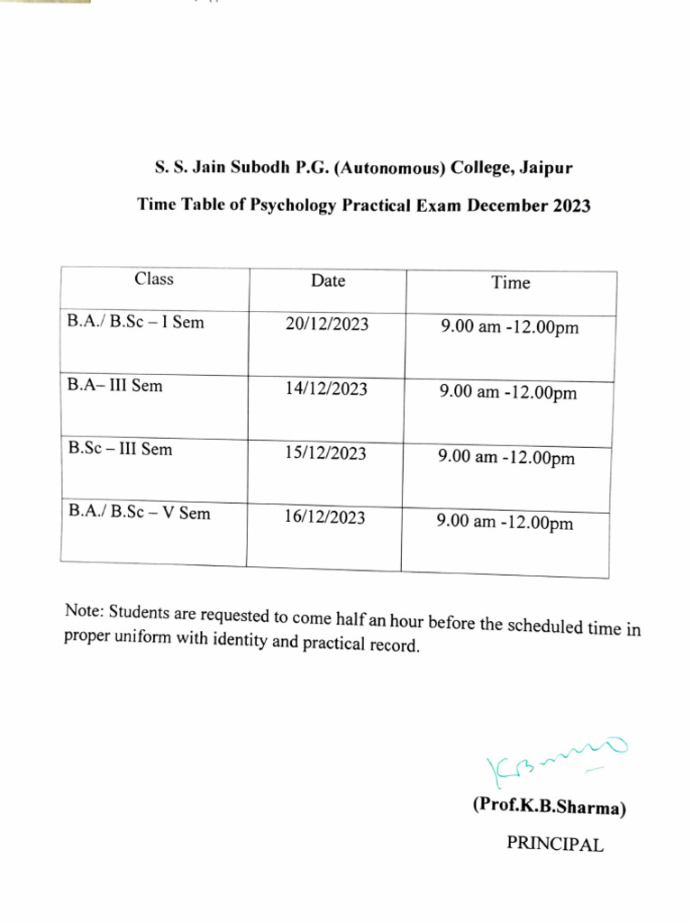BA BSC Psychology Practical TT Dec2023 | PDF
