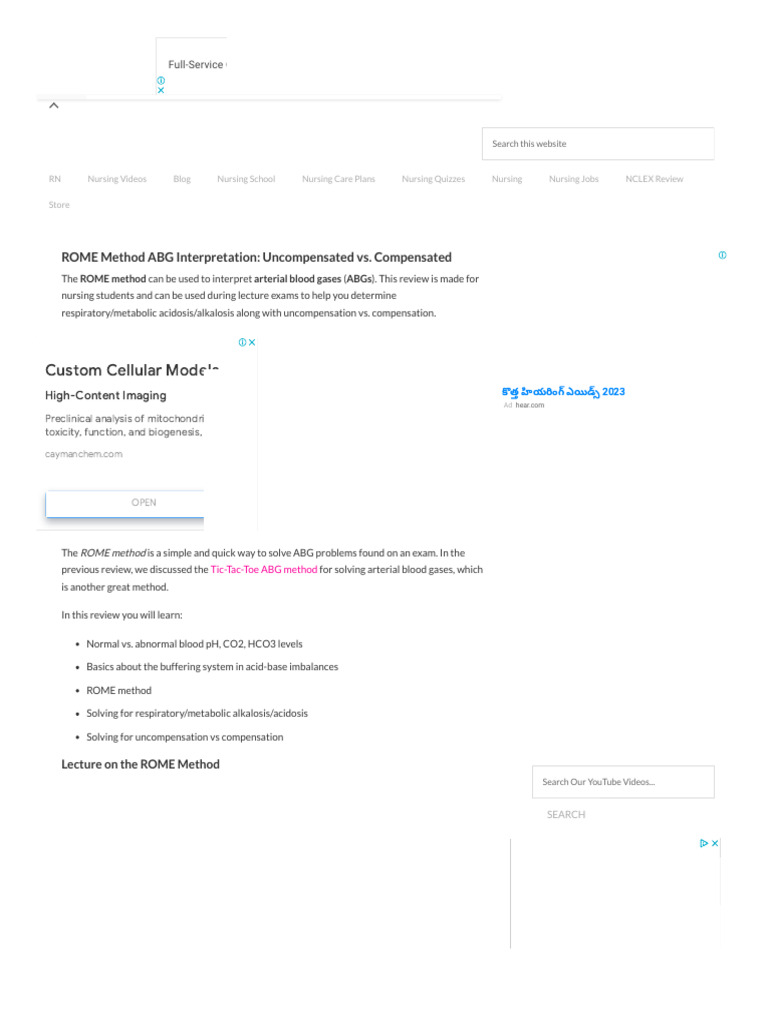 ROME Method ABG Interpretation - Uncompensated vs. Compensated ...