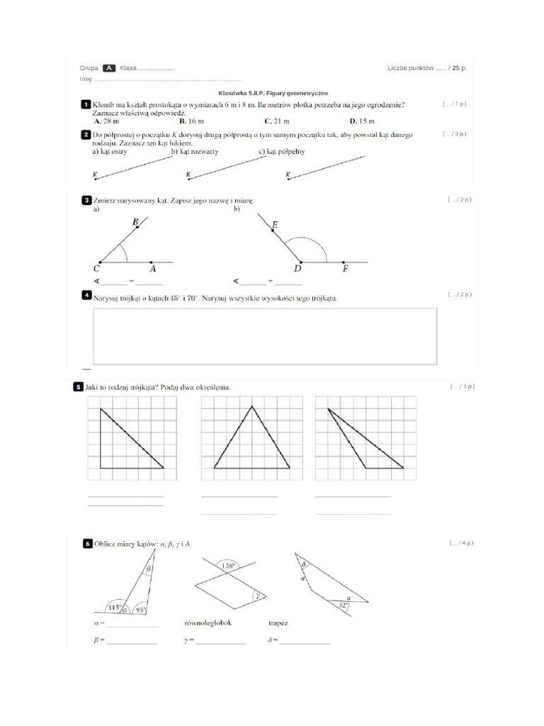 Klasa 5 Figury Geometryczne | PDF