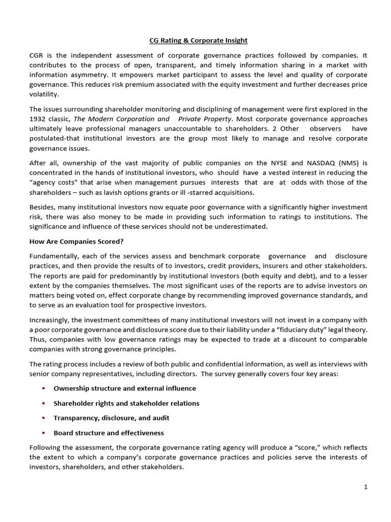 CG Rating & CGR Agencies | PDF | Bond Credit Rating | Credit Rating Agency