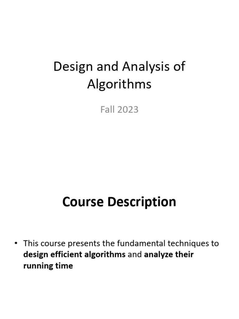 Course Design and Analysis of Algorithms | PDF