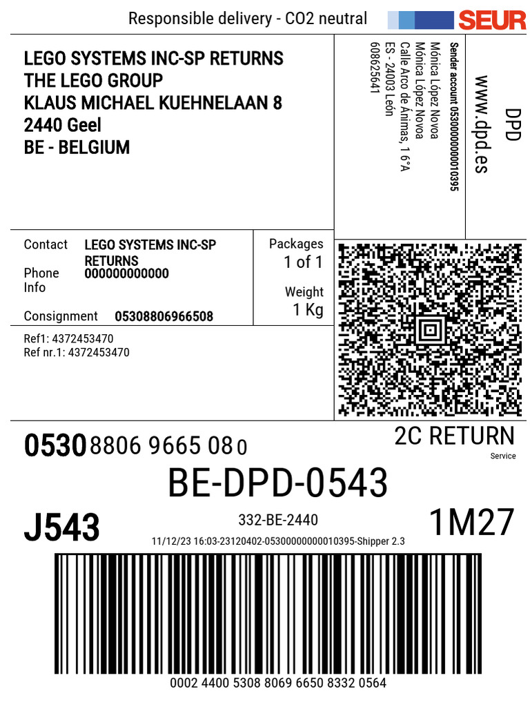 BE-DPD-0543: 8806 9665 08 2C Return | PDF