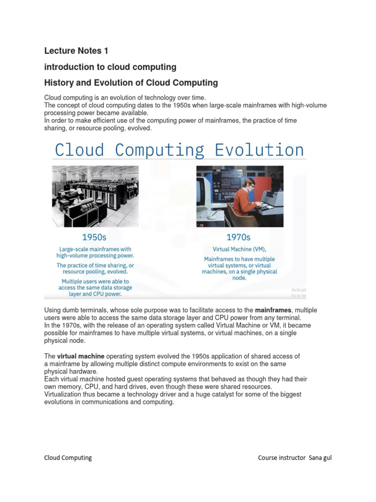 Cloud Computing Notes - 1 | PDF | Cloud Computing | Virtualization