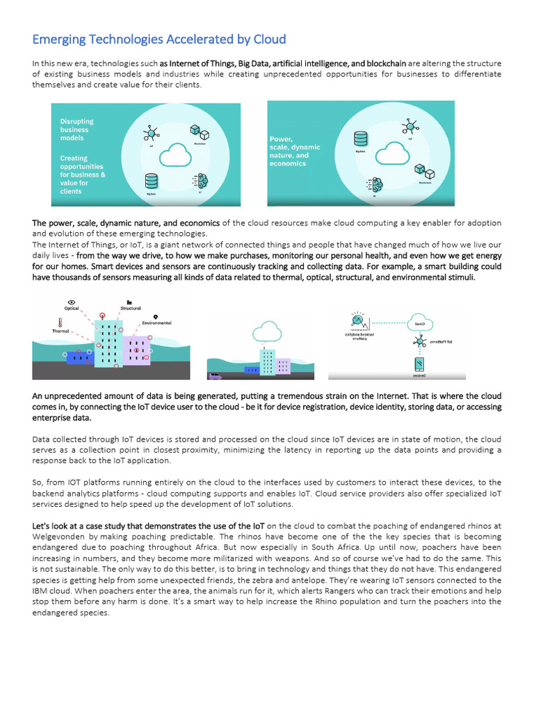Cloud and Emerging Technologies | PDF | Internet Of Things | Cloud Computing