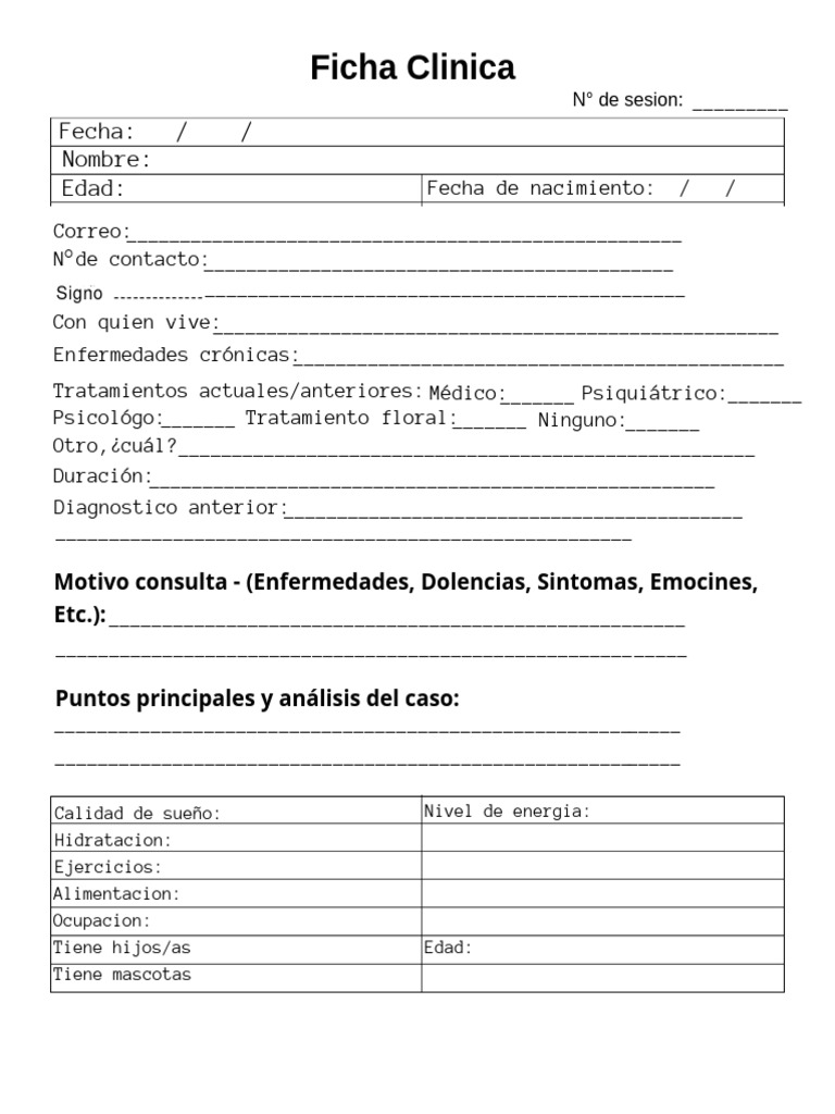 Ficha Clinica Imprimir | PDF