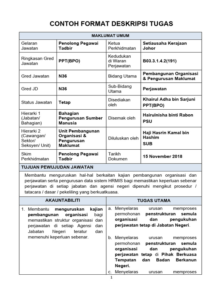 Contoh Format JD | PDF