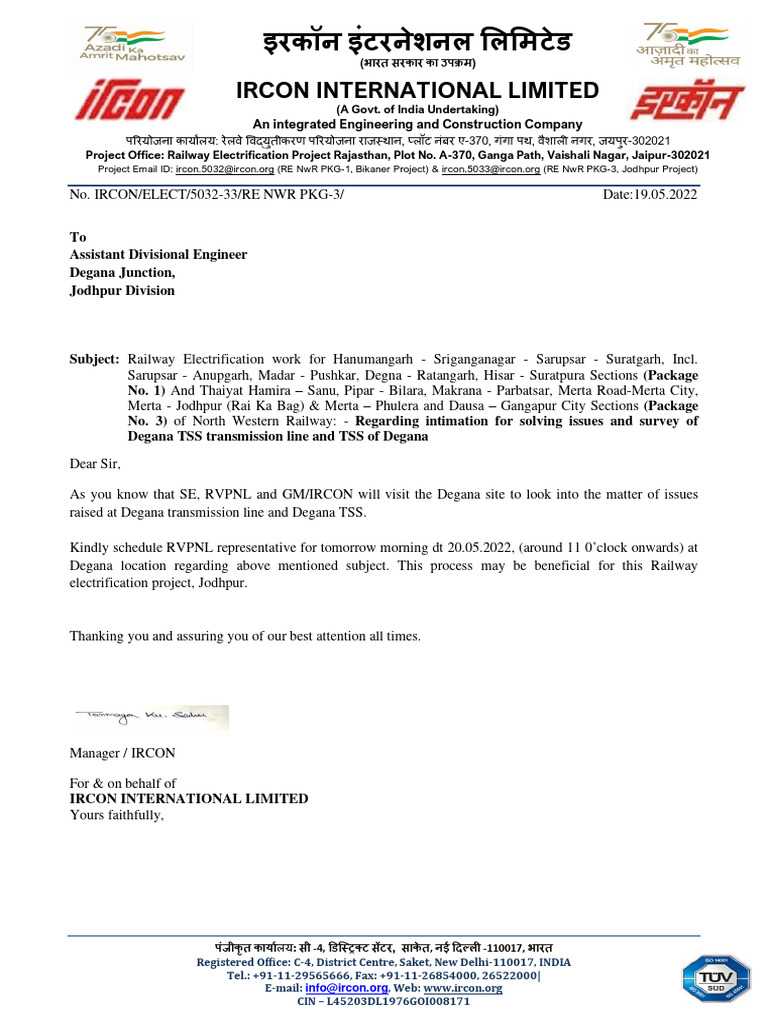 Railway Electrification Project Notice | PDF