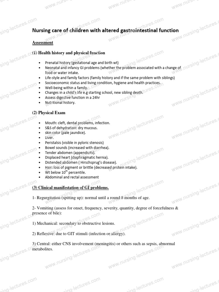 Nursing Care of Children With Altered Gastrointestinal Function | PDF ...