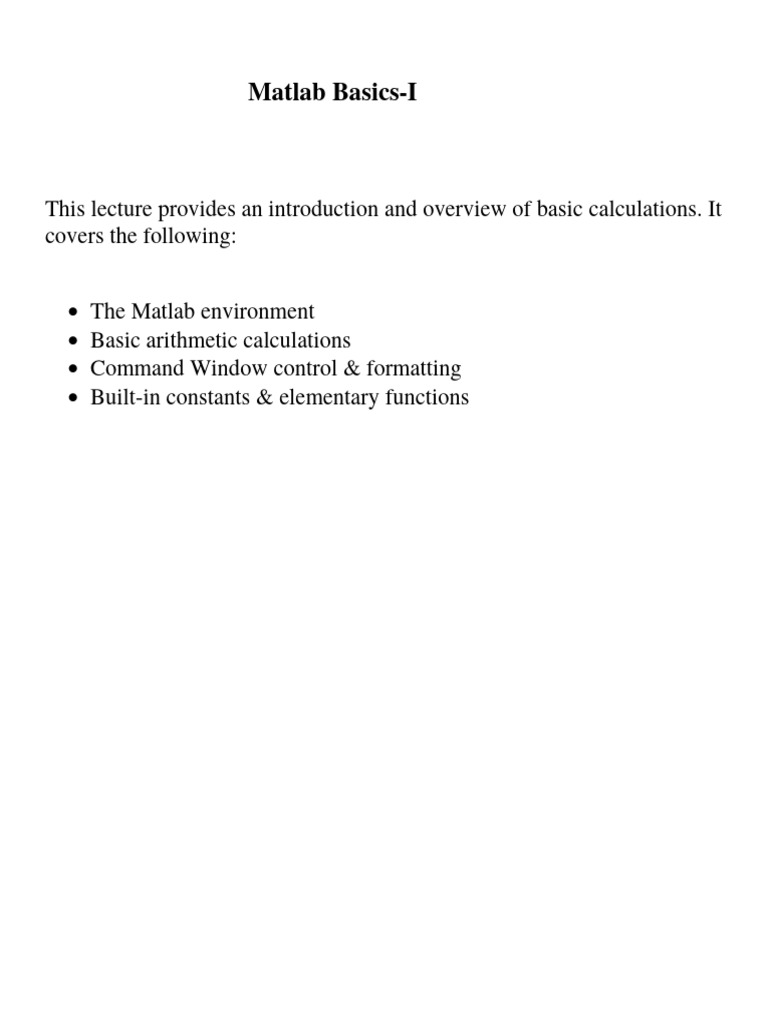 Lecture1 Notes Pdf Matlab Mathematics