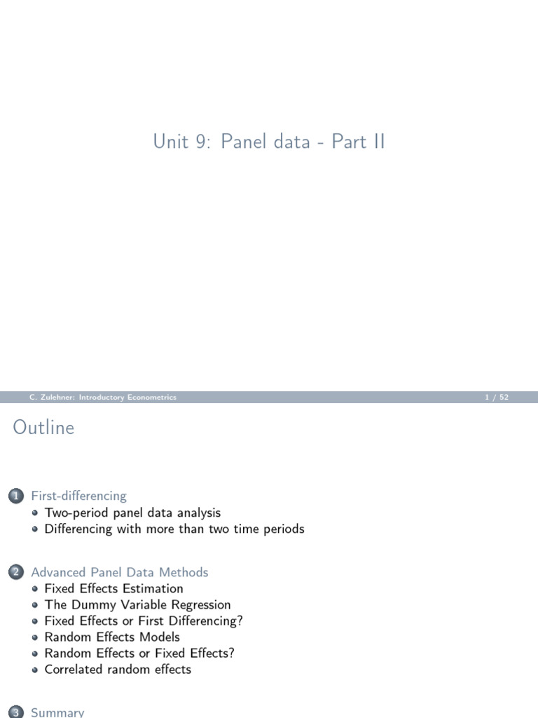 Metrics WT 2023-24 Unit9 Panel Data2 | PDF | Finance & Money Management | Teaching Methods ...