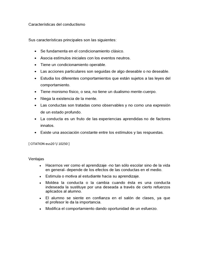 Caracteristicas Del Conductismo | PDF