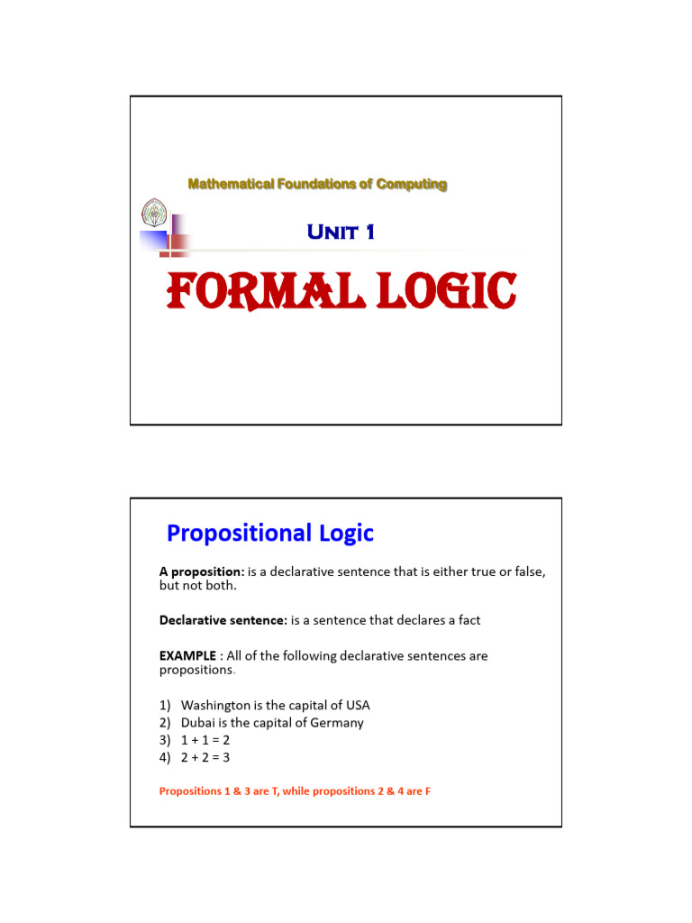 Chapter 1 - Formal Logic | PDF | If And Only If | Proposition