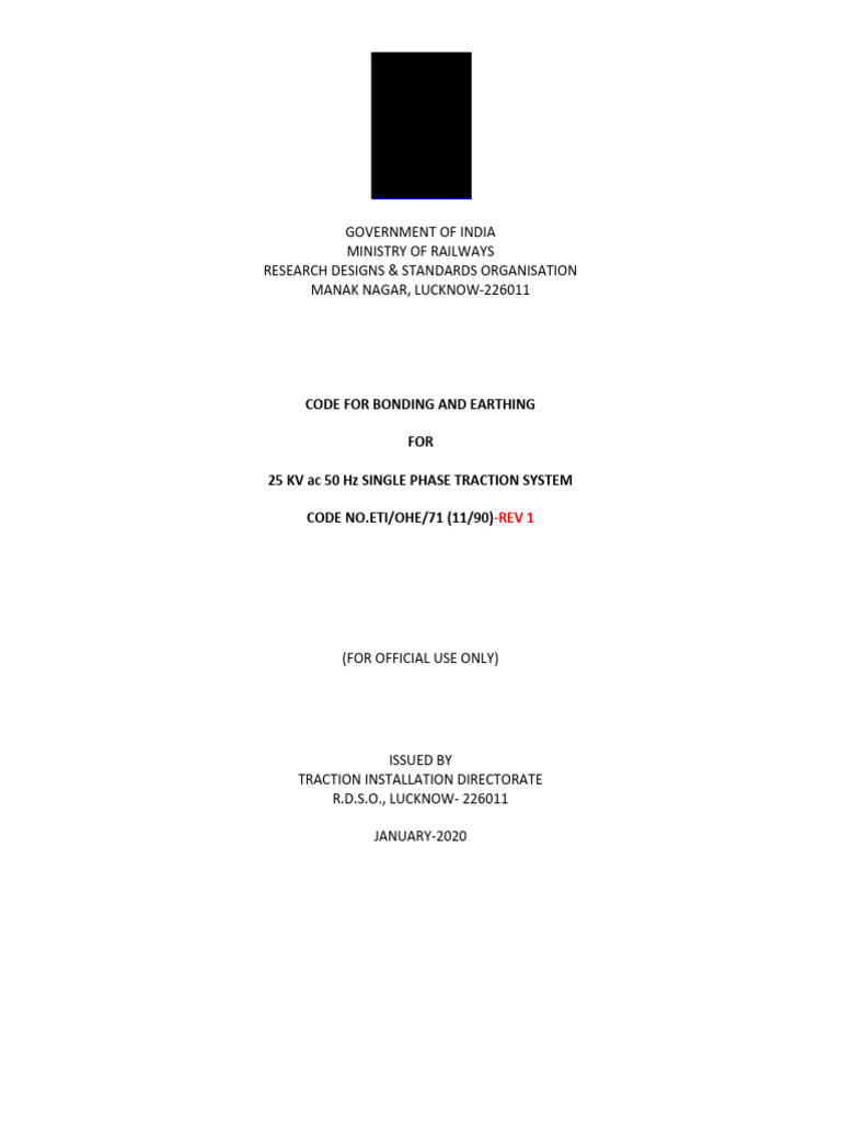Final Draft Code Earthing & Bonding - Upload Rdso Website | PDF | Alternating Current | Rail ...