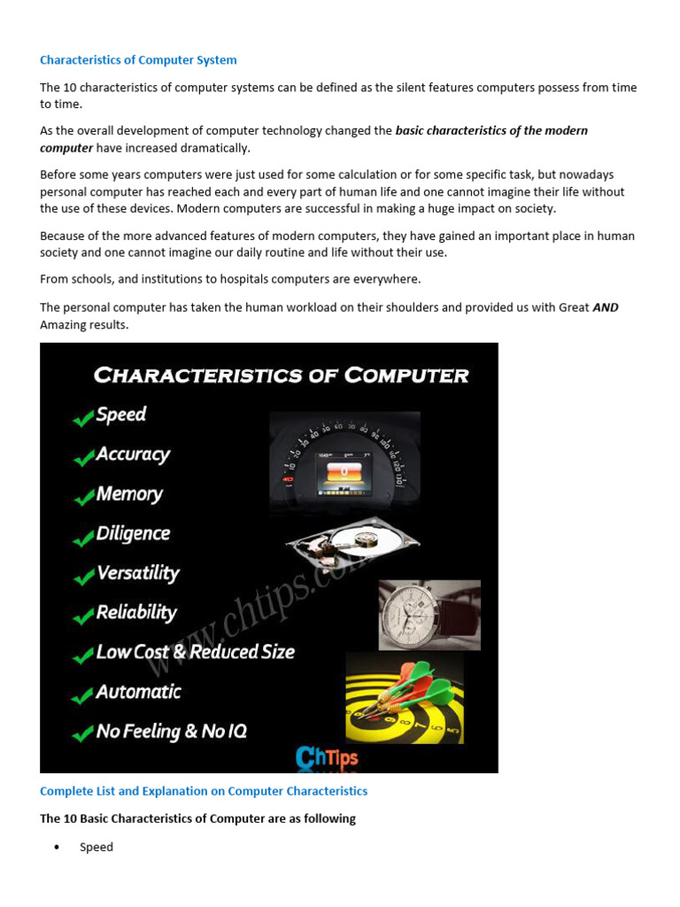 Characteristics of Computer System | PDF | Computer Data Storage | Central Processing Unit