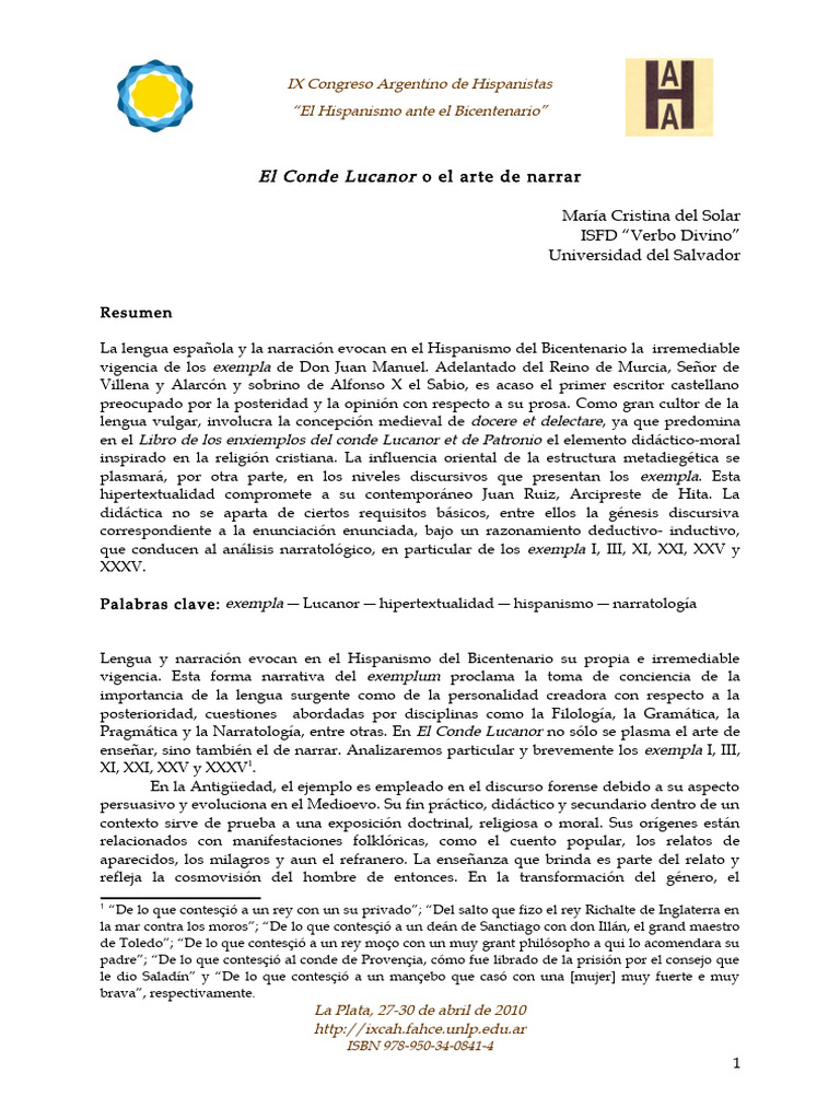 El Conde Lucanor o El Arte de Narrar | PDF | Narración | Analogía