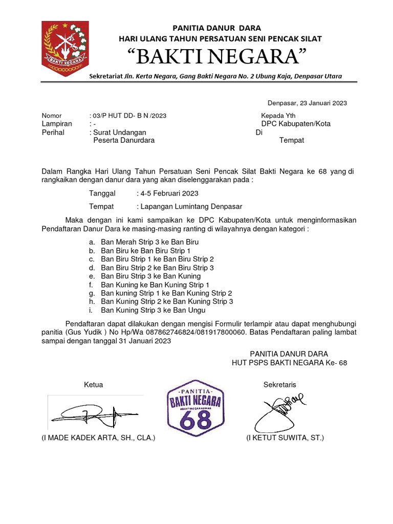 Surat Dan Form Pendaftaran Danur Dara | PDF