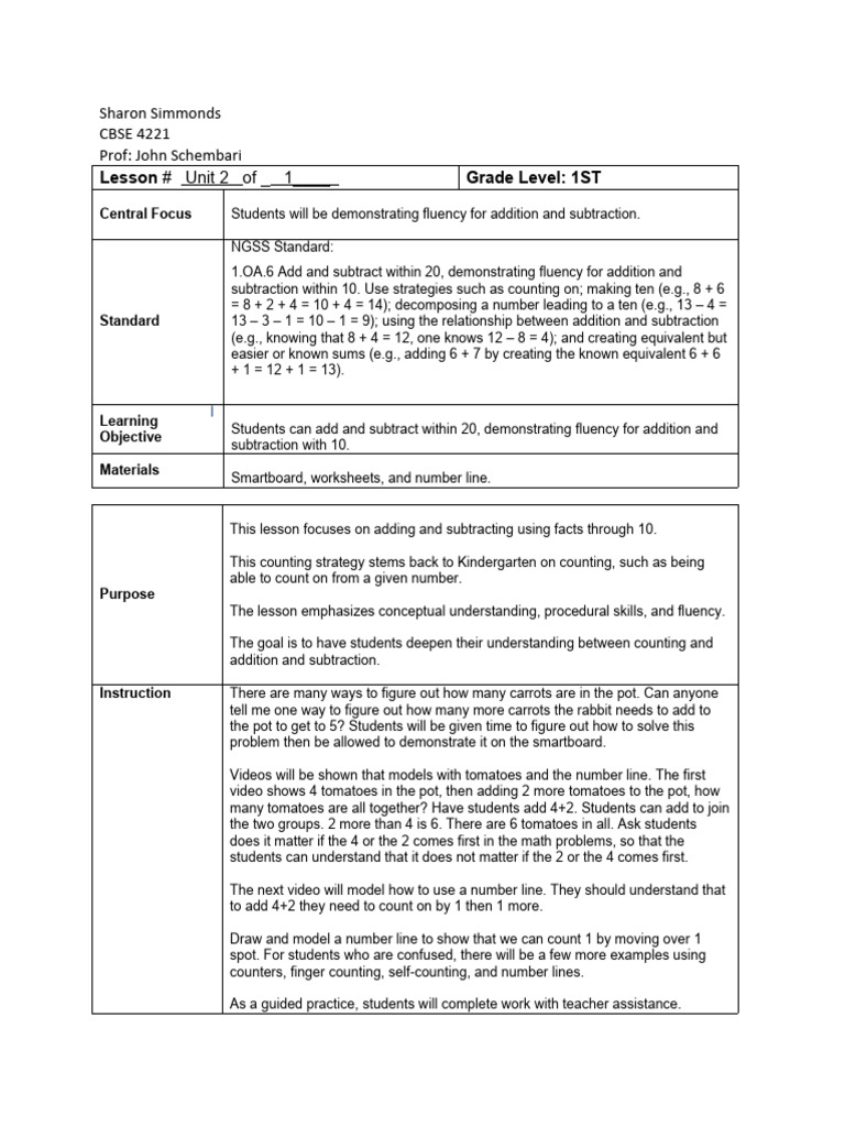 Lesson Plan Math Js | PDF | Pedagogy | Neuroscience