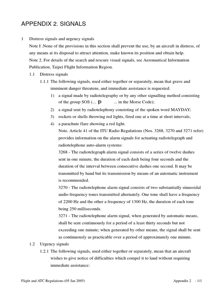 Aviation Distress & Signal Codes | PDF | Aviation | Aircraft