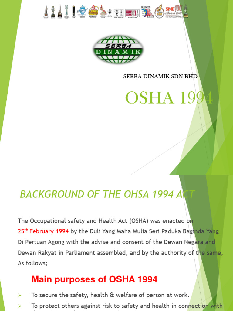Osha 1994 | PDF | Occupational Safety And Health | Safety