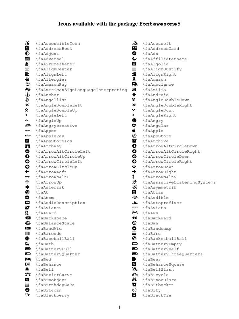 Font Awesome 5 Icons | PDF | Latin Script | Linguistics