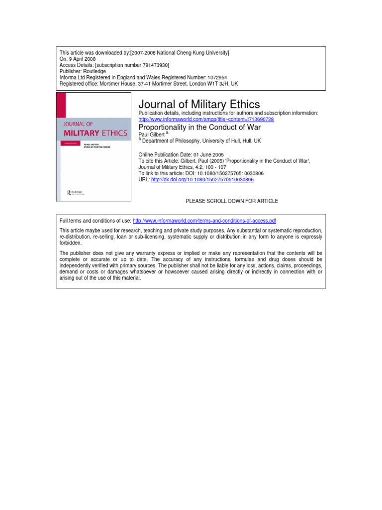 (05b) Proportionality in The Conduct of War | Download Free PDF | Law ...