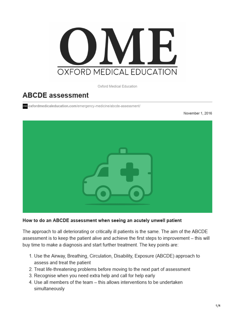 Oxfordmedicaleducation ABCDE Assessment | PDF | Clinical Medicine ...