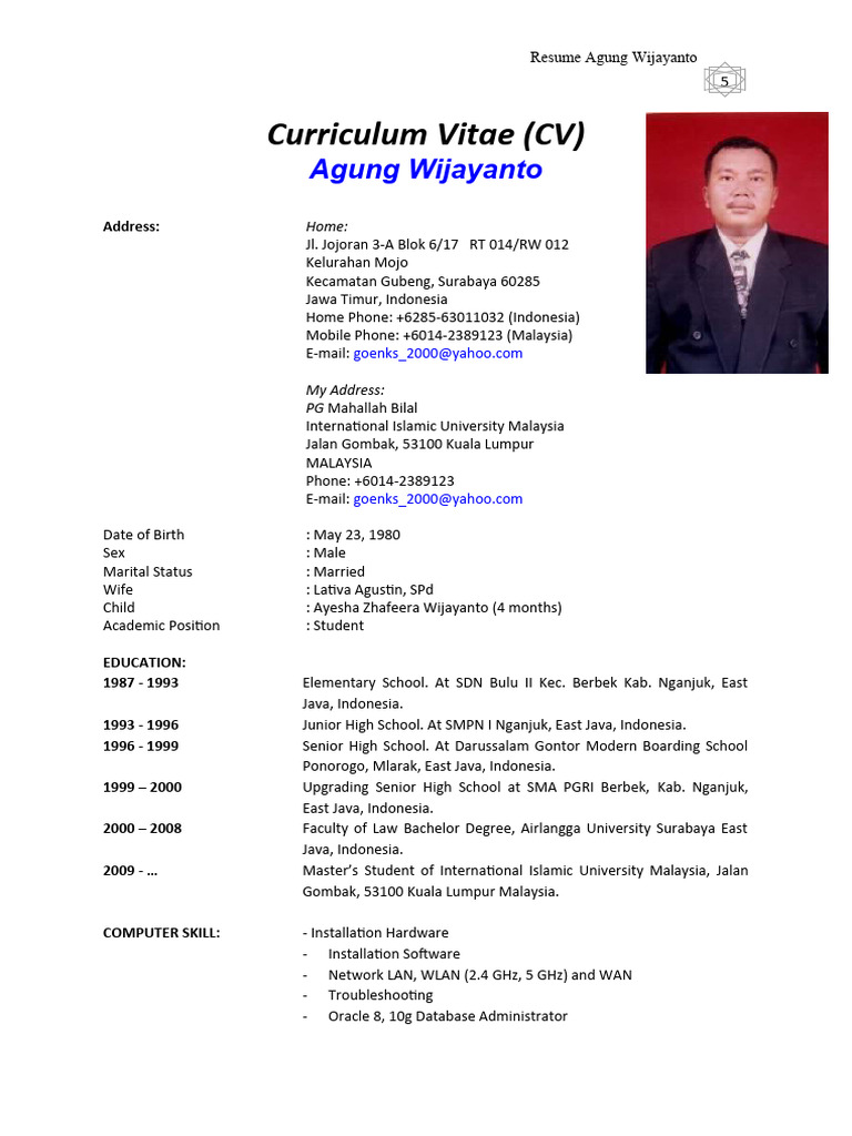 Resume Agung Wijayanto | PDF | Computing | Computer Science