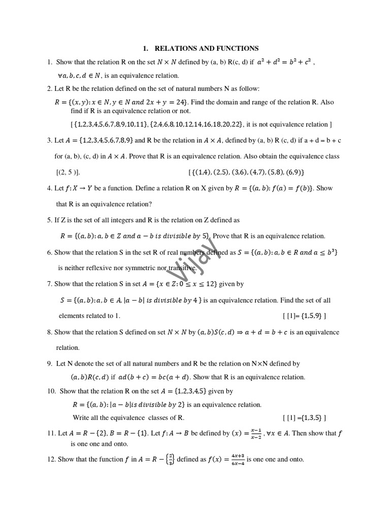1. RELATIONS AND FUNCTIONS (2022-23) | PDF | Function (Mathematics ...