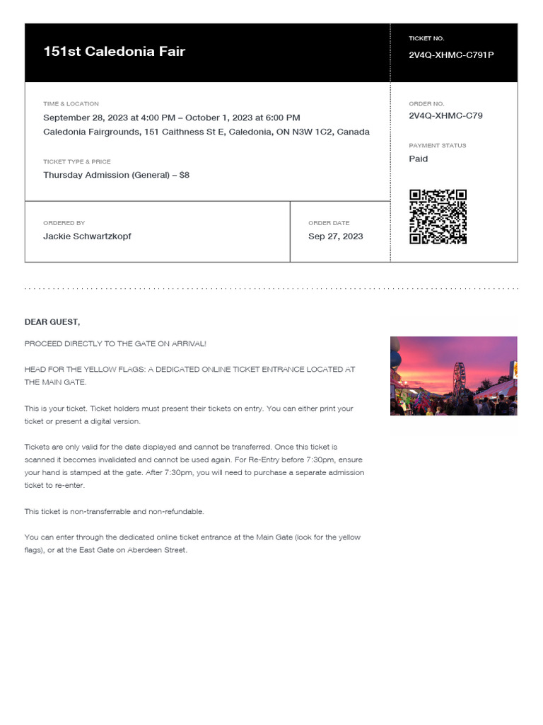 Caledonia Fair Tickets 2023 | PDF