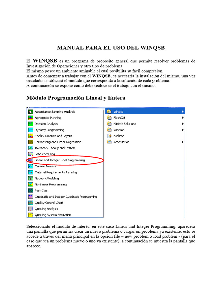Manual para El Uso Del Winqsb | PDF | Programación lineal | Ciencias de ...