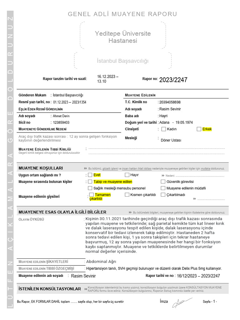 Aslı Temurtaş - Adli Rapor | PDF