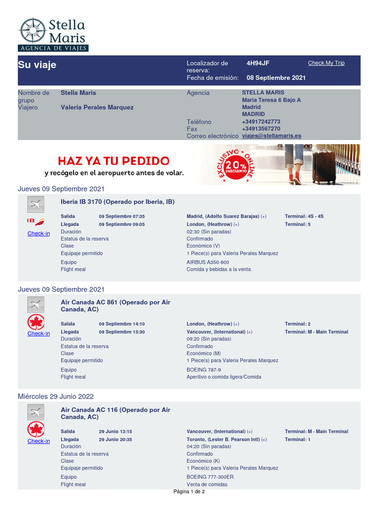 6 - Itinerario - de - Vuelo | PDF | Compañías de transporte | aerolíneas