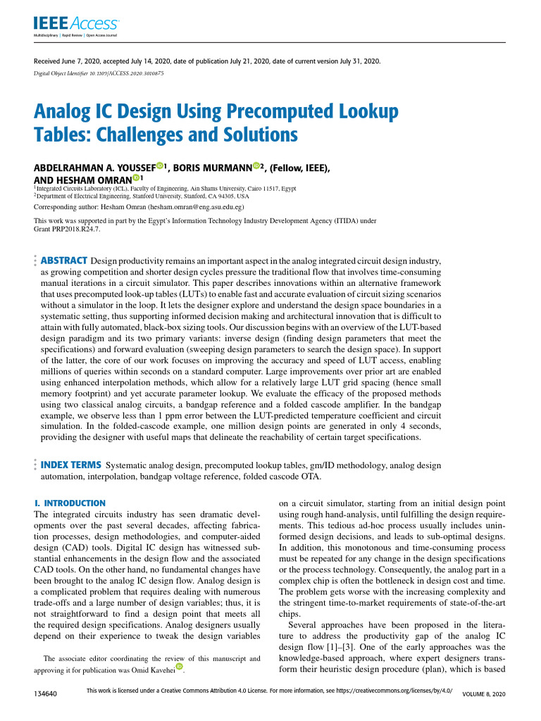 Analog IC Design Using Precomputed Lookup Tables Challenges and Solutions | PDF | Mosfet ...