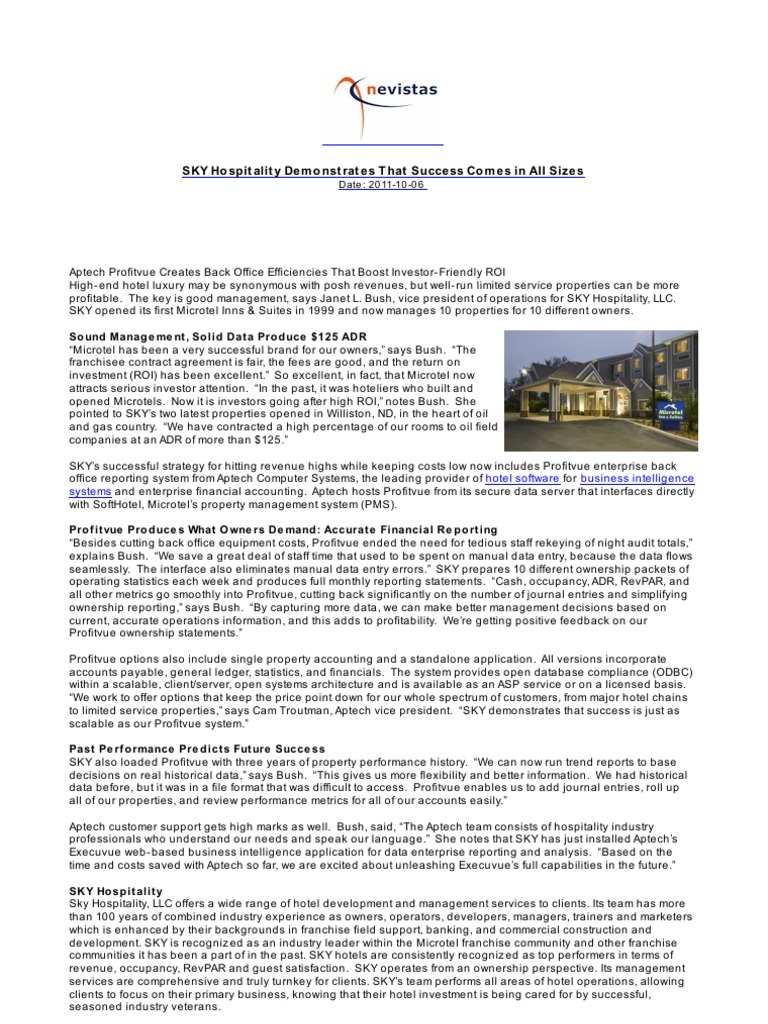 Aptech 1 | PDF | Return On Investment | Hotel