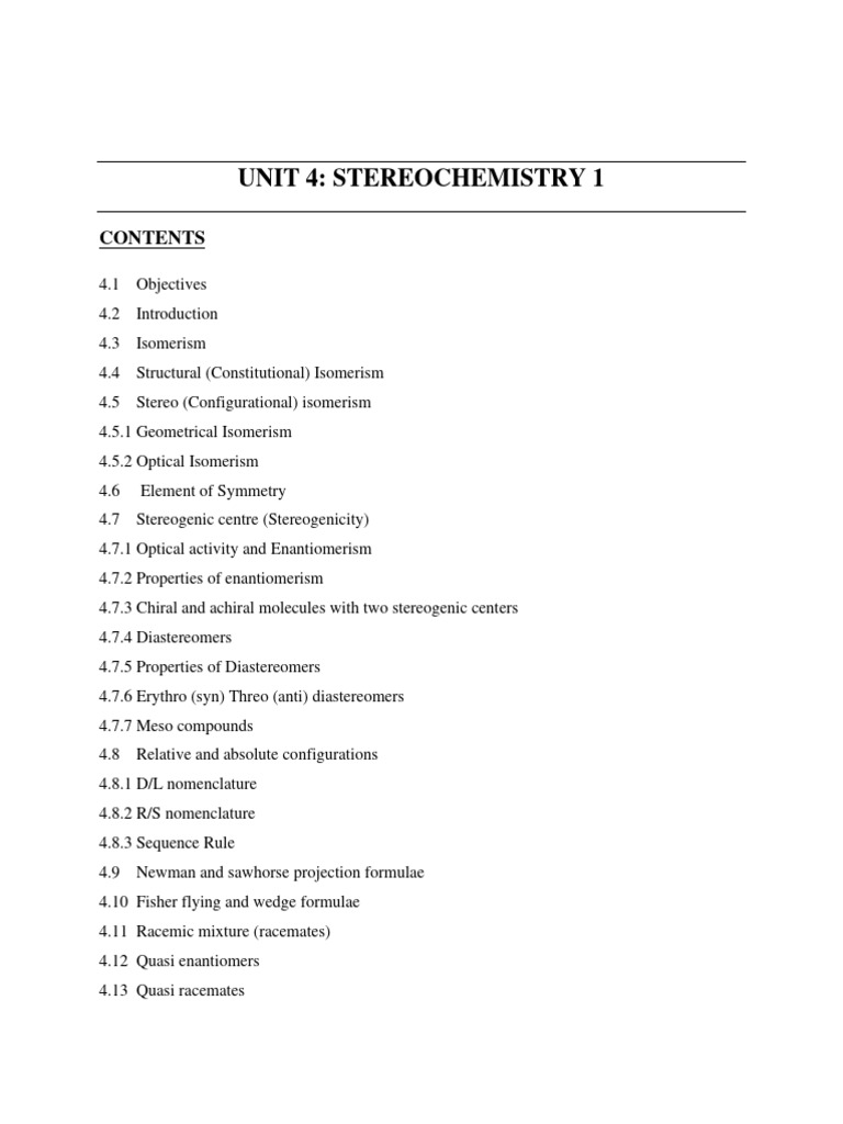 Stereochemistry and Isomerism Concepts | PDF | Chirality (Chemistry ...