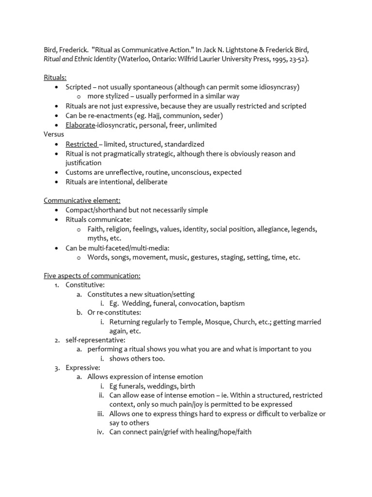 Notes Rituals | PDF | Rituals