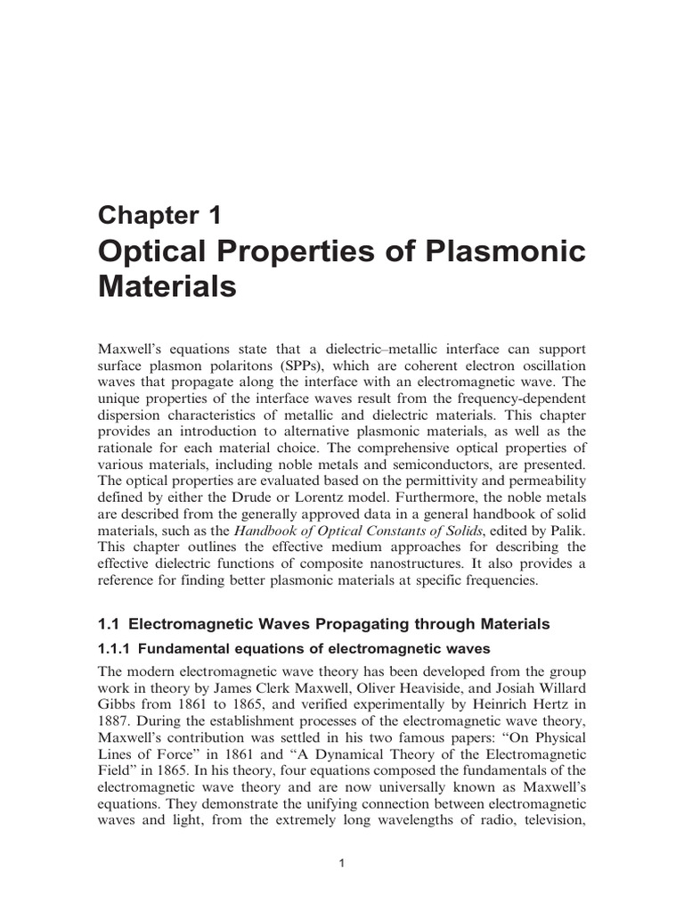 Plasmonic Materials Overview | PDF | Band Gap | Permittivity