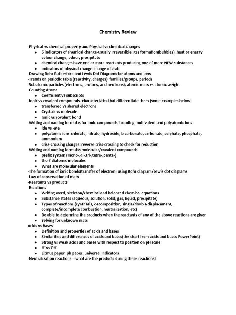 High School Chemistry Review Guide | PDF | Chemistry | Ion