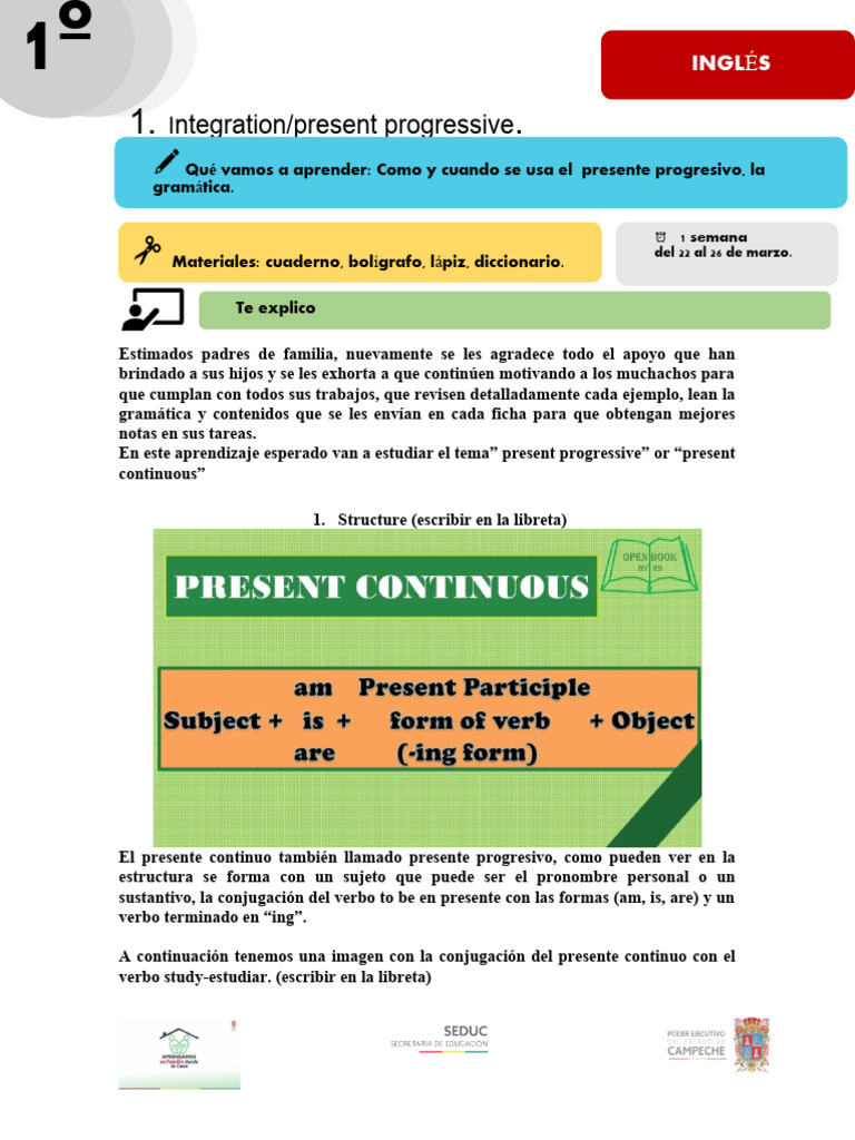 Estudio del Presente Progresivo | PDF | Verbo | Tipología Lingüística