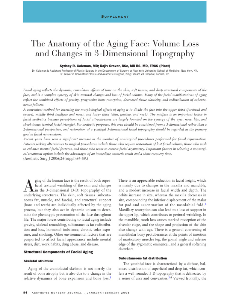 Artigo 9 - The Anatomy of The Aging Face - Volume Lossand Changes in 3 ...