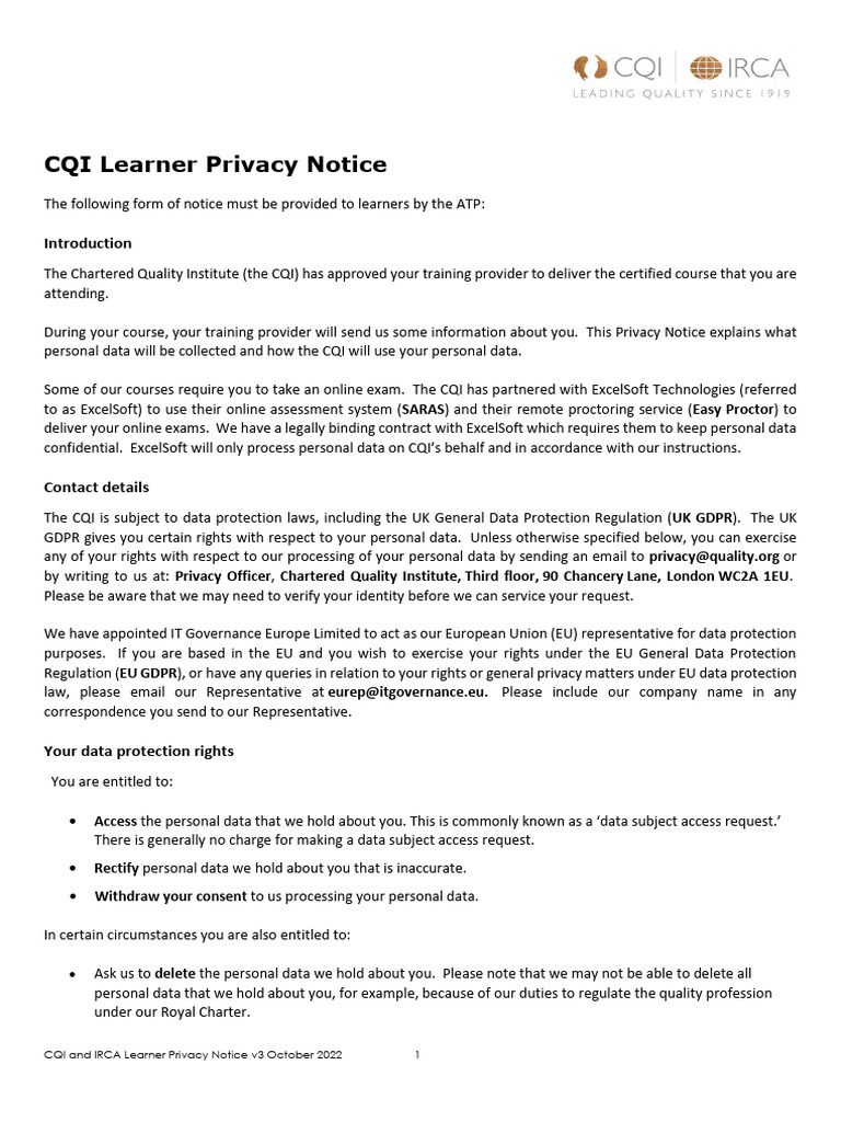 Learner Privacy Notice | PDF | Privacy | Information Technology