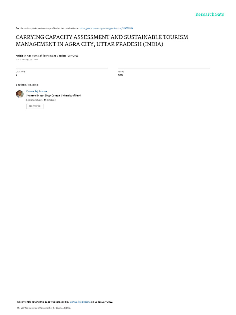 Carrying Capacity Agra | PDF