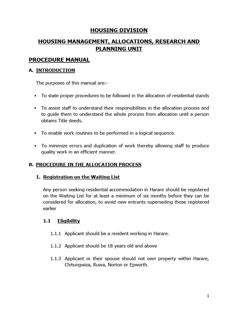 Housing Procedure Manual. | PDF | Lease | Assignment (Law)